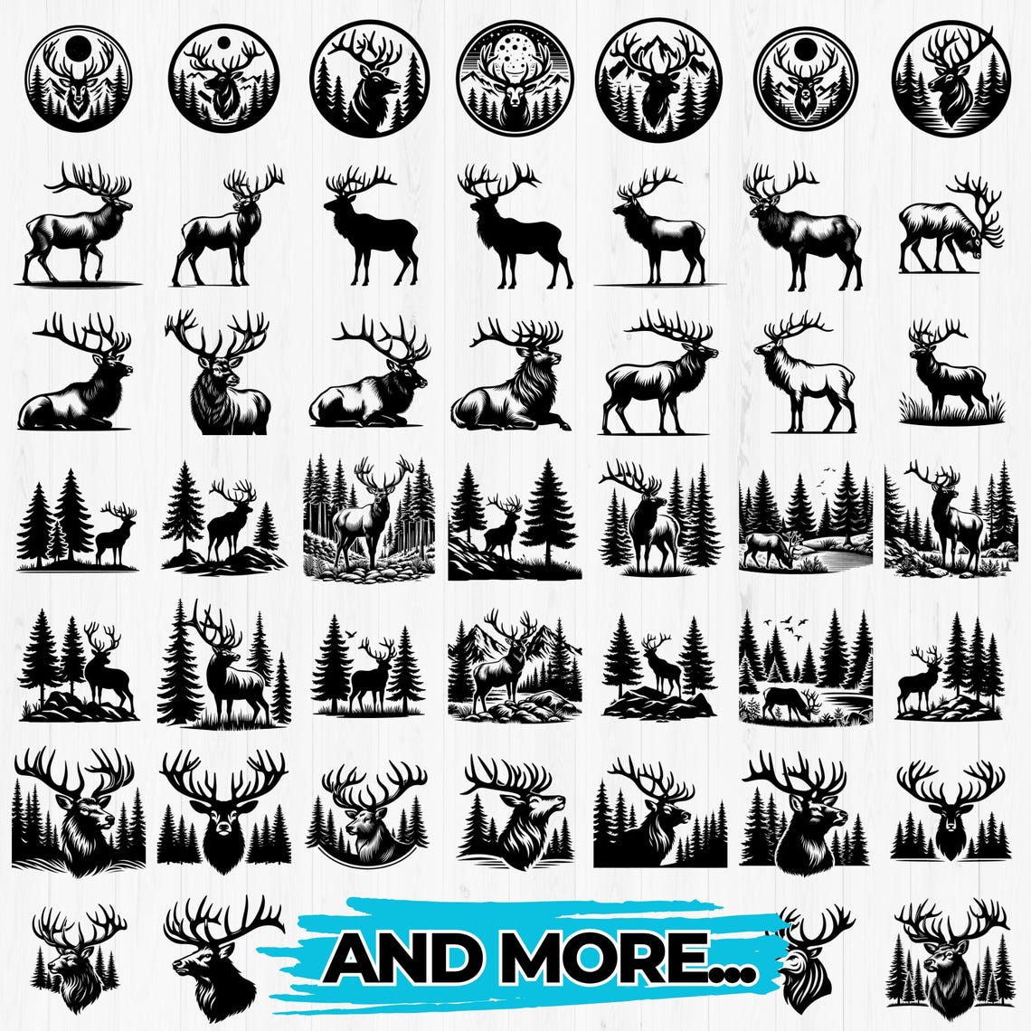 190+ Elk Svg Bundle | Wildlife Antler Dxf Files | Mountain Forest ...