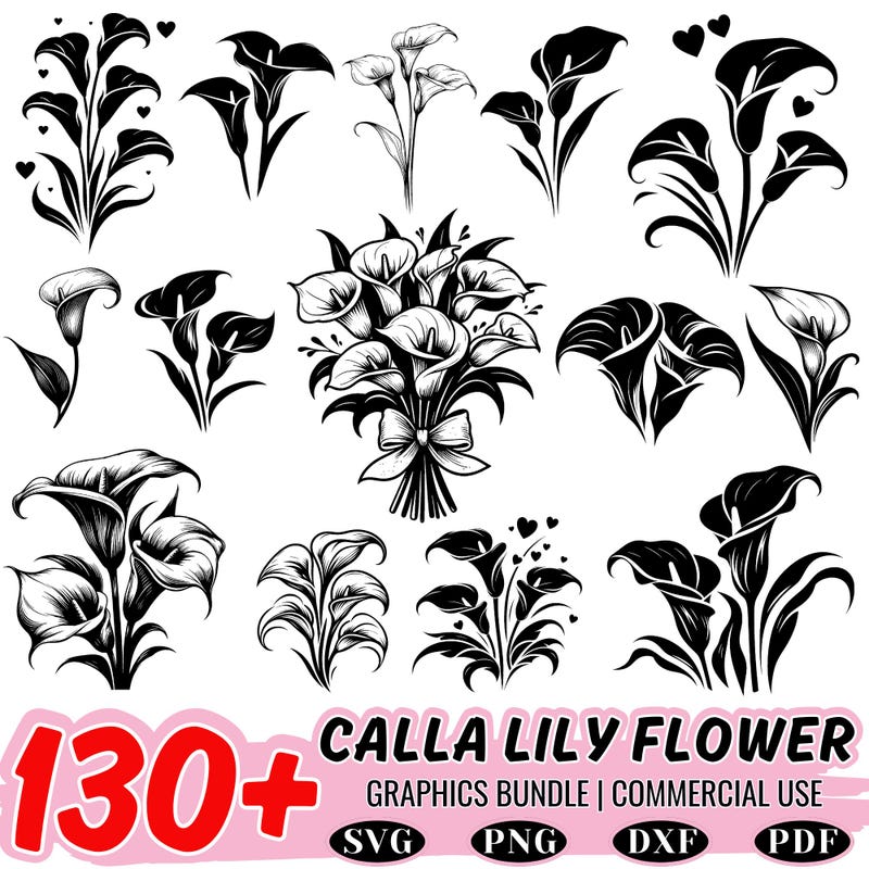 Calla Lily Line Art Svg - Etsy