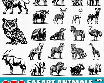 Jungle Animals SVG. PNG. Outline, Stencil. Cricut Cut Files ...