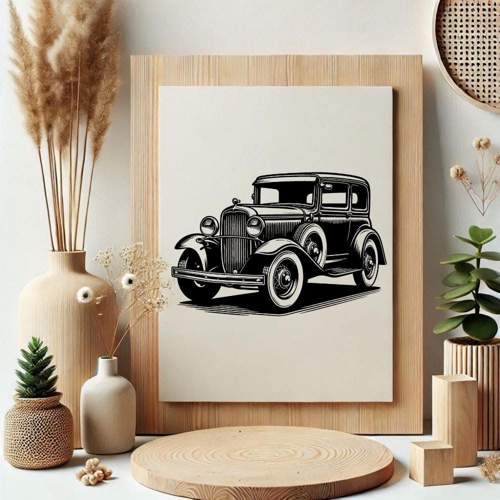 Classic Car Laser Cut Files: Vintage Auto DXF, SVG, PNG (digital ...