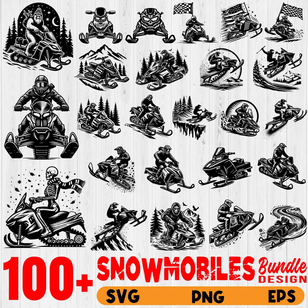 Snowmobile SVG Bundle: 100+ Winter Sports Vector Designs (digital ...