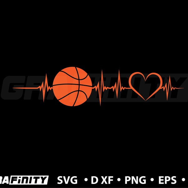 Basketball Heartbeat Svg - Etsy