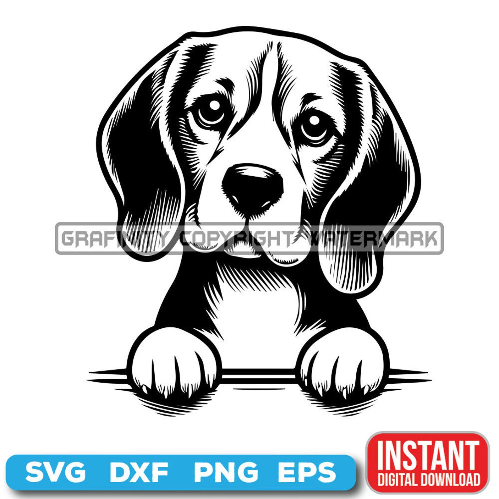 Beagle SVG - Beagle Vector SVG - Cute Beagle Peeking Vector Design ...