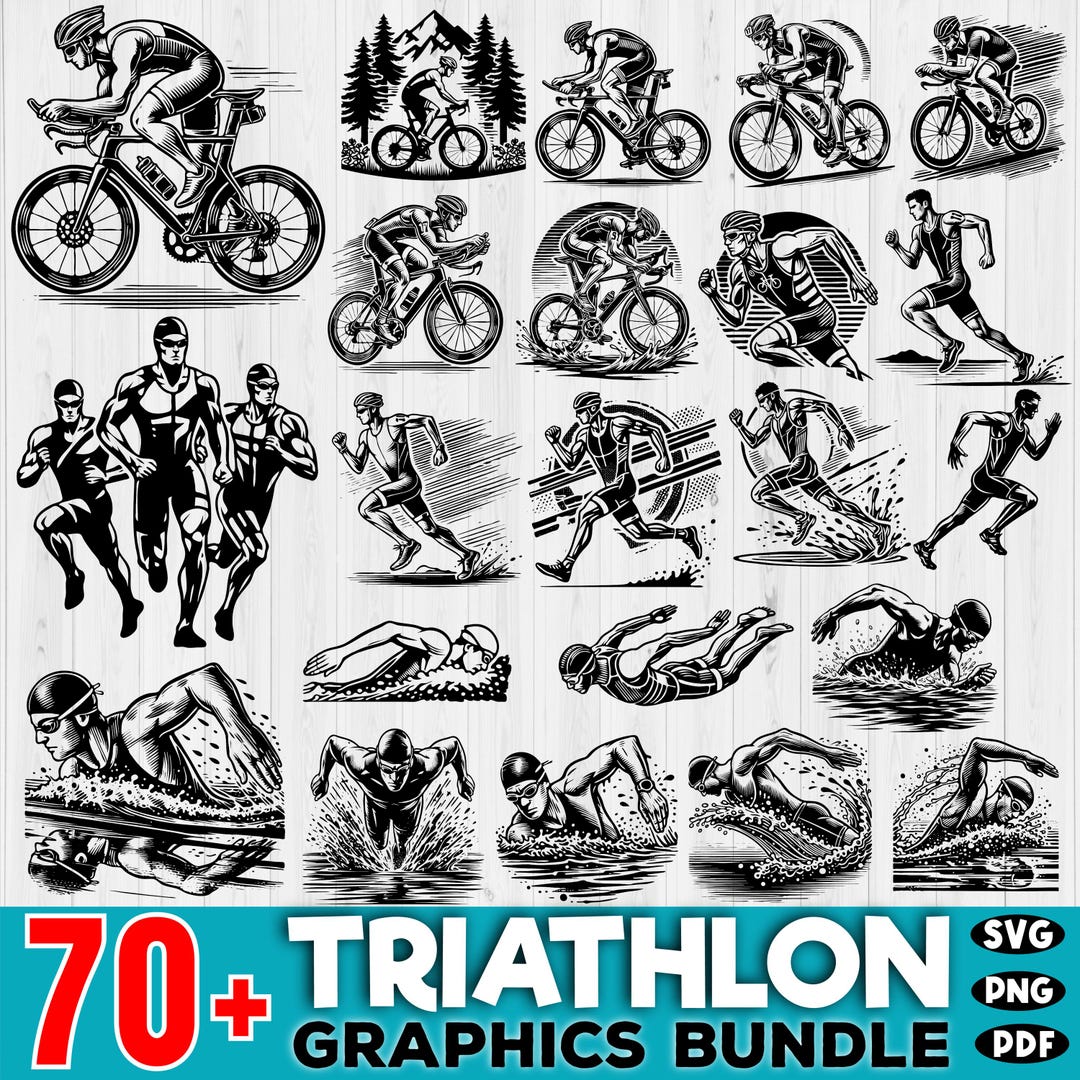 Triathlon SVG Clipart Bundle: 70+ Vector Designs (digital Download) - Etsy