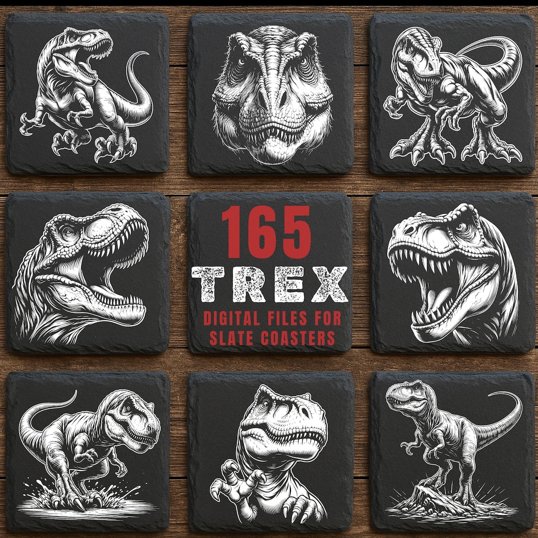 165 T-rex Slate Engraving Files: Dinosaur PNG Bundle for Engraving ...