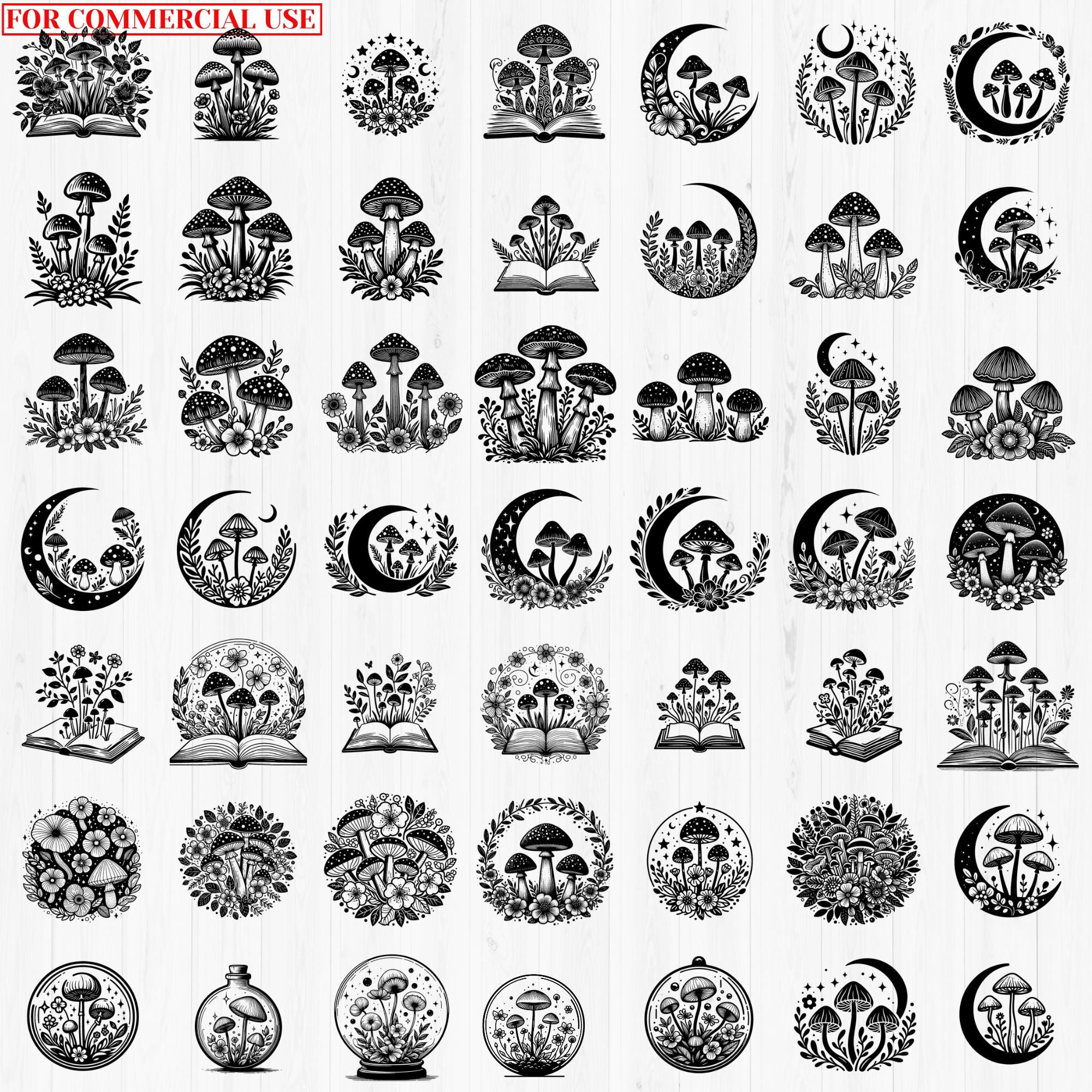 Laser Engraving Files 220+ Mystical Mushrooms Dxf Bundle | Laser Cut ...