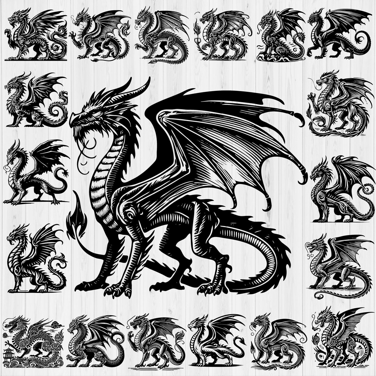 500+ Dragon Laser Cut Files: CNC Engraving Designs (DXF Bundle) - Etsy