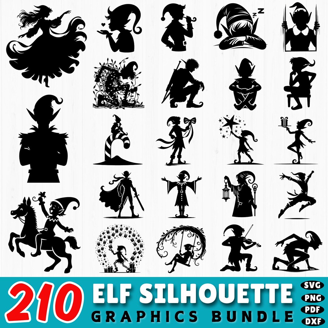210 Elf Silhouette SVG Bundle | Christmas Elf Cut Files for Cricut ...