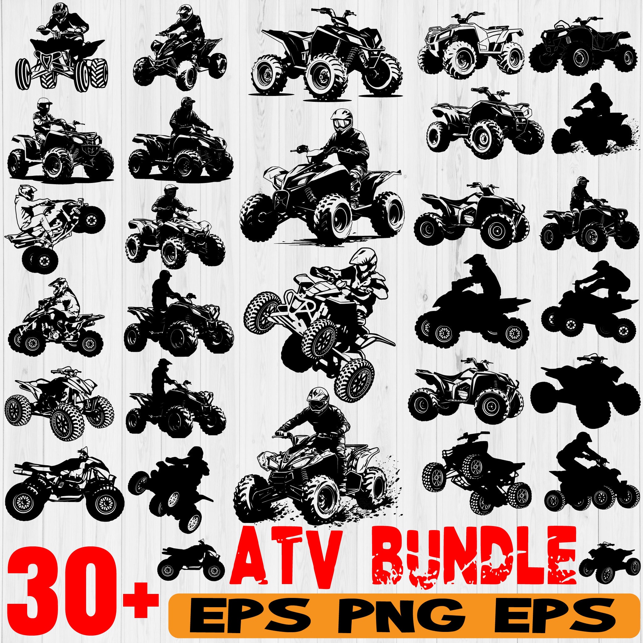 ATV Svg - ATV Bundle Vector Graphics Svg, Eps, Png Cut Files - Digital ...