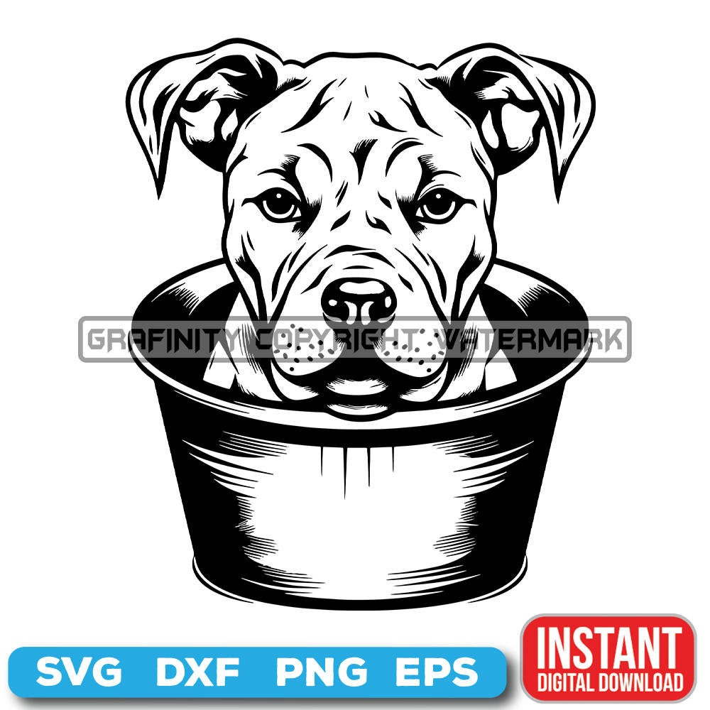 PITBULL SVG, PITBULL Clipart, Pitbull in a Bucket Artsy Graphics ...