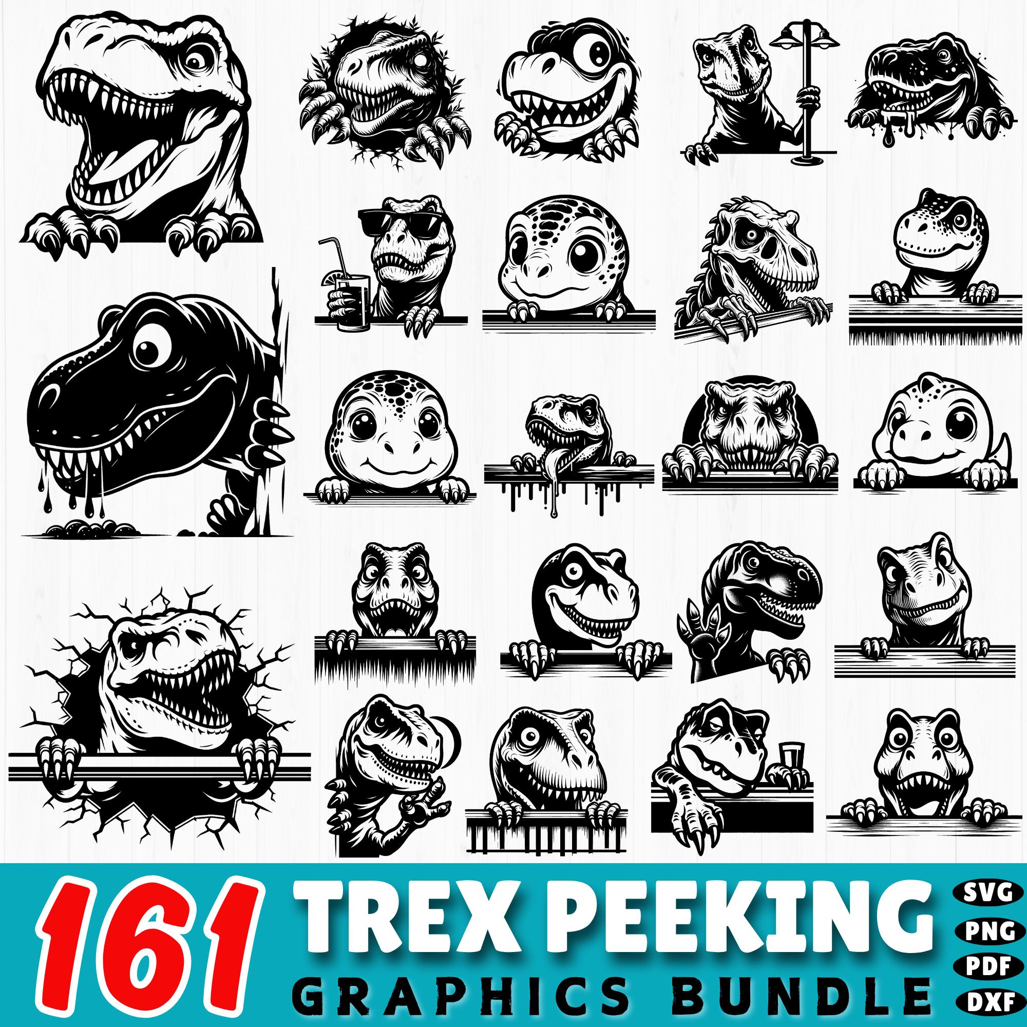 161 T-rex Peeking SVG Bundle | Dinosaur Window Peek DXF | Trex Clipart ...