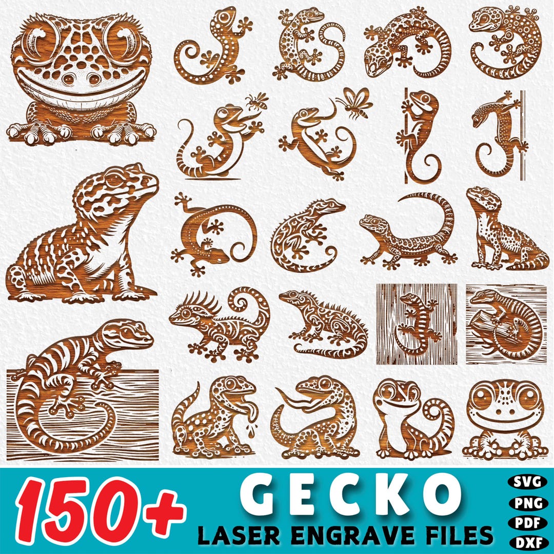 Gecko SVG Bundle: 150+ Lizard Laser Cut Files (digital Download - Etsy