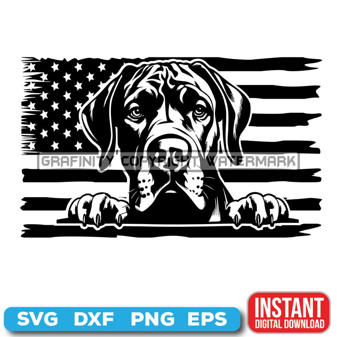 Great Dane SVG, Great Dane Peeking in a USA Flag, Digital Download - Etsy