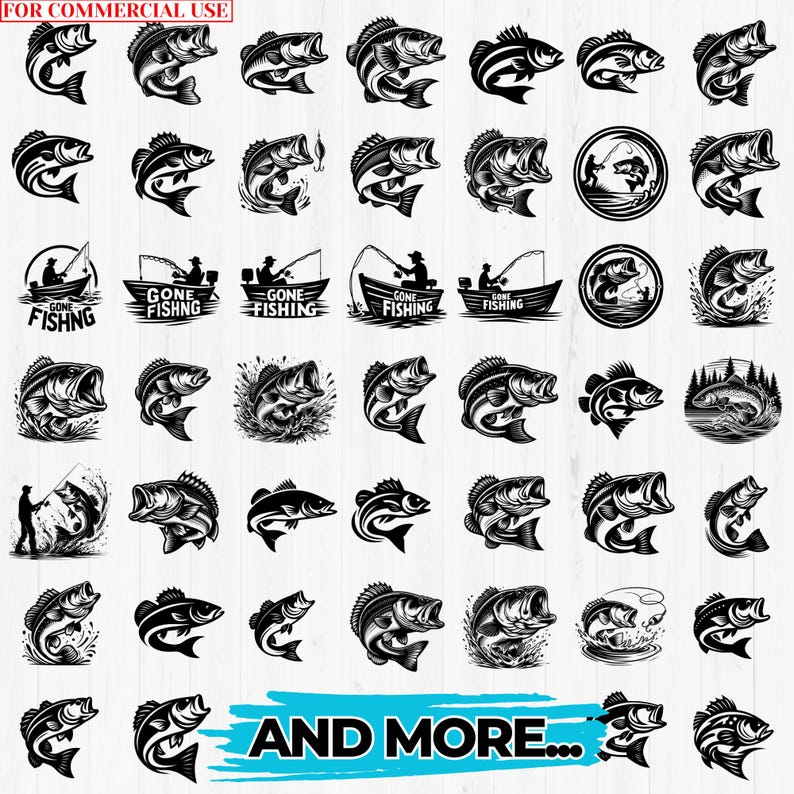 120 Bass Fish SVG Bundle | Fishing Cut Files for Cricut | Largemouth ...