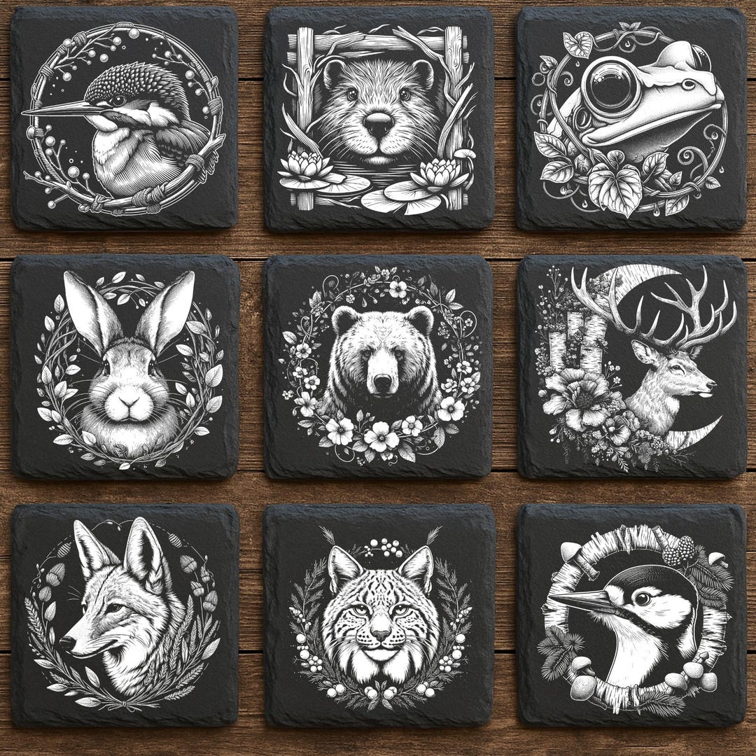 Woodland Animal Head PNG Bundle: Laser Engraving Files (digital ...