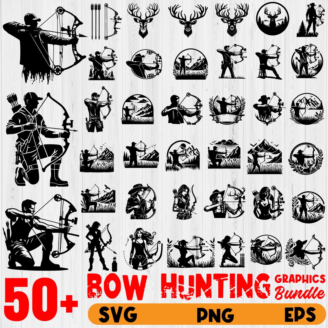 Bow Hunting SVG Graphics: Compound Bow Archery Designs (digital ...