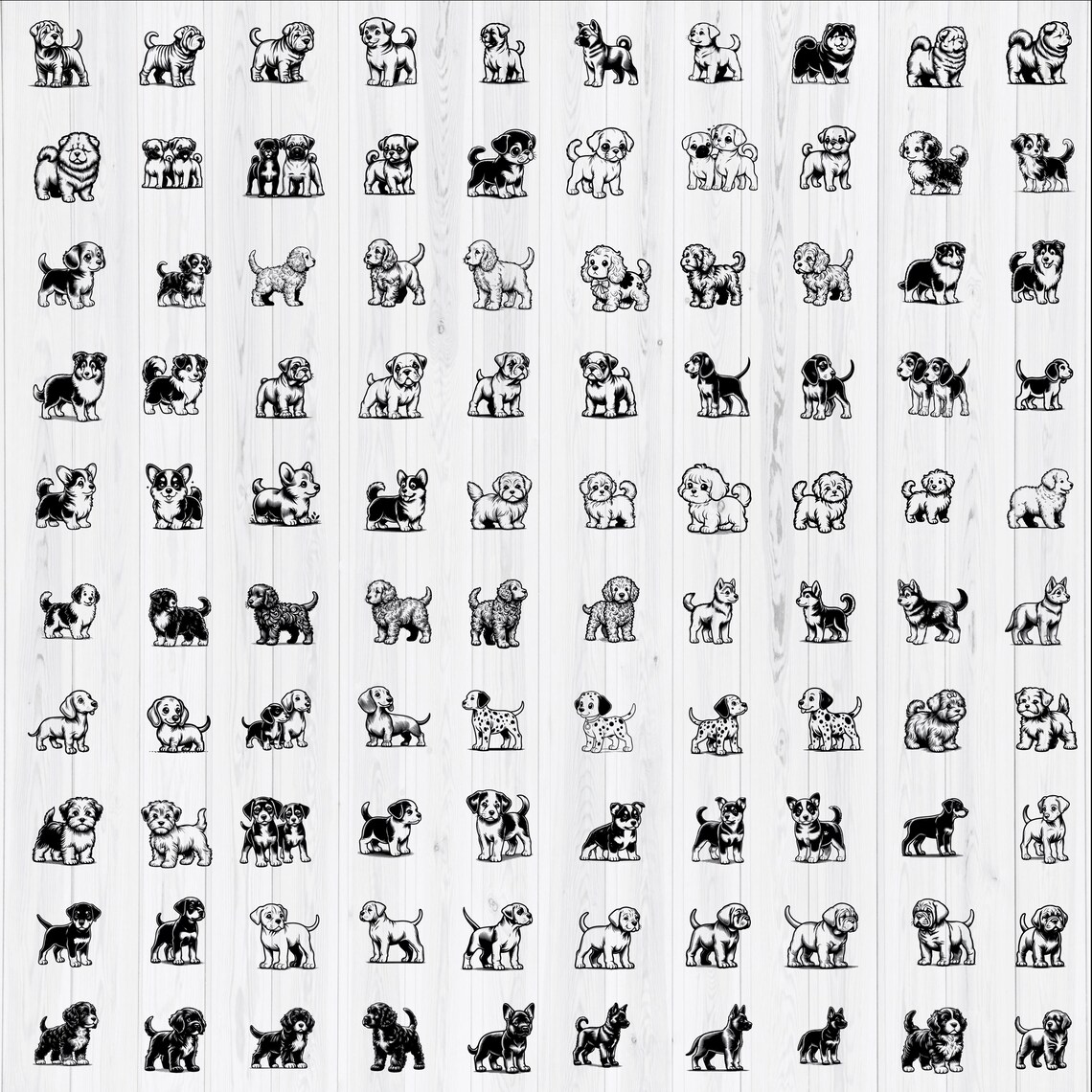 1,295 Cute Puppies Standing SVG Bundle, Complete Dog Breeds Svg, Dog ...