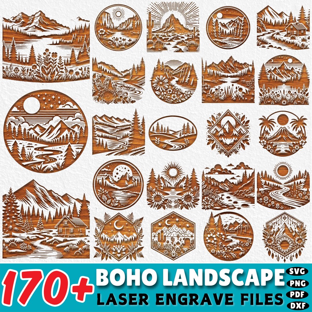 Laser Engraving Files 170+ Boho Landscape Laser Svg | Minimal Nature ...