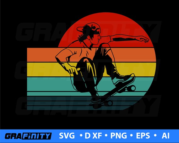 skate silhouette svg files for cricut retro skateboard Skateboard SVG ...