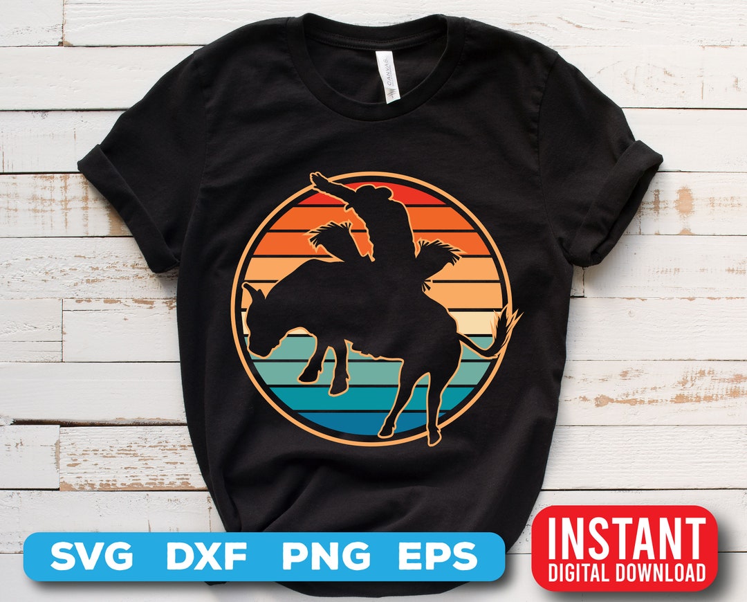 Bull Riding Svg Retro Vintage Bull Riding Artistic Digital Download - Etsy