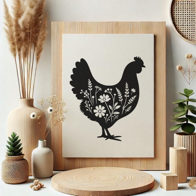Laser Engraving Files 112 Floral Chicken Dxf Bundle | Flower Hen ...
