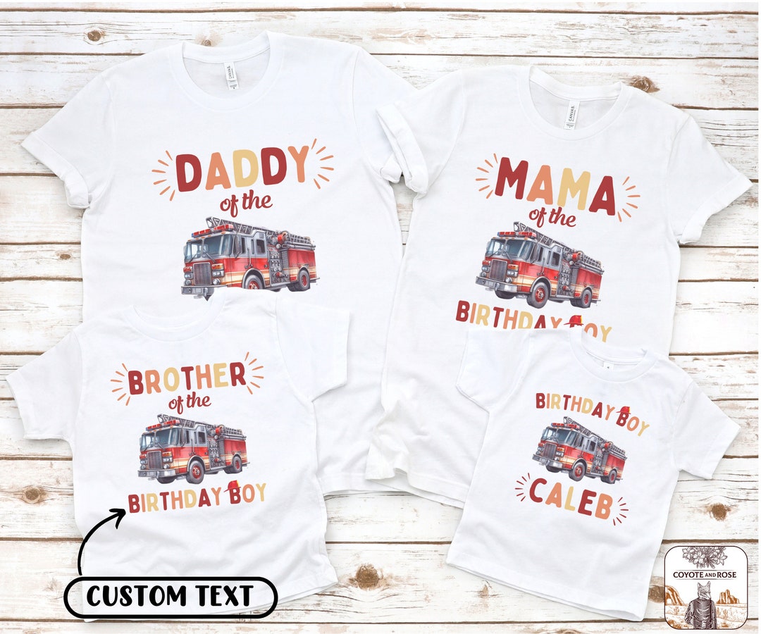 Firefighter Birthday Shirts, Fireman Themed Birthday Party, Fire Truck ...