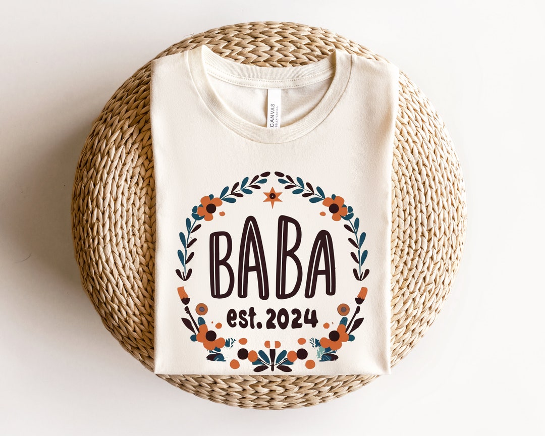 Baba Est 2024 Shirt, Promoted to Baba, Baba Wildflowers, Pregnancy ...
