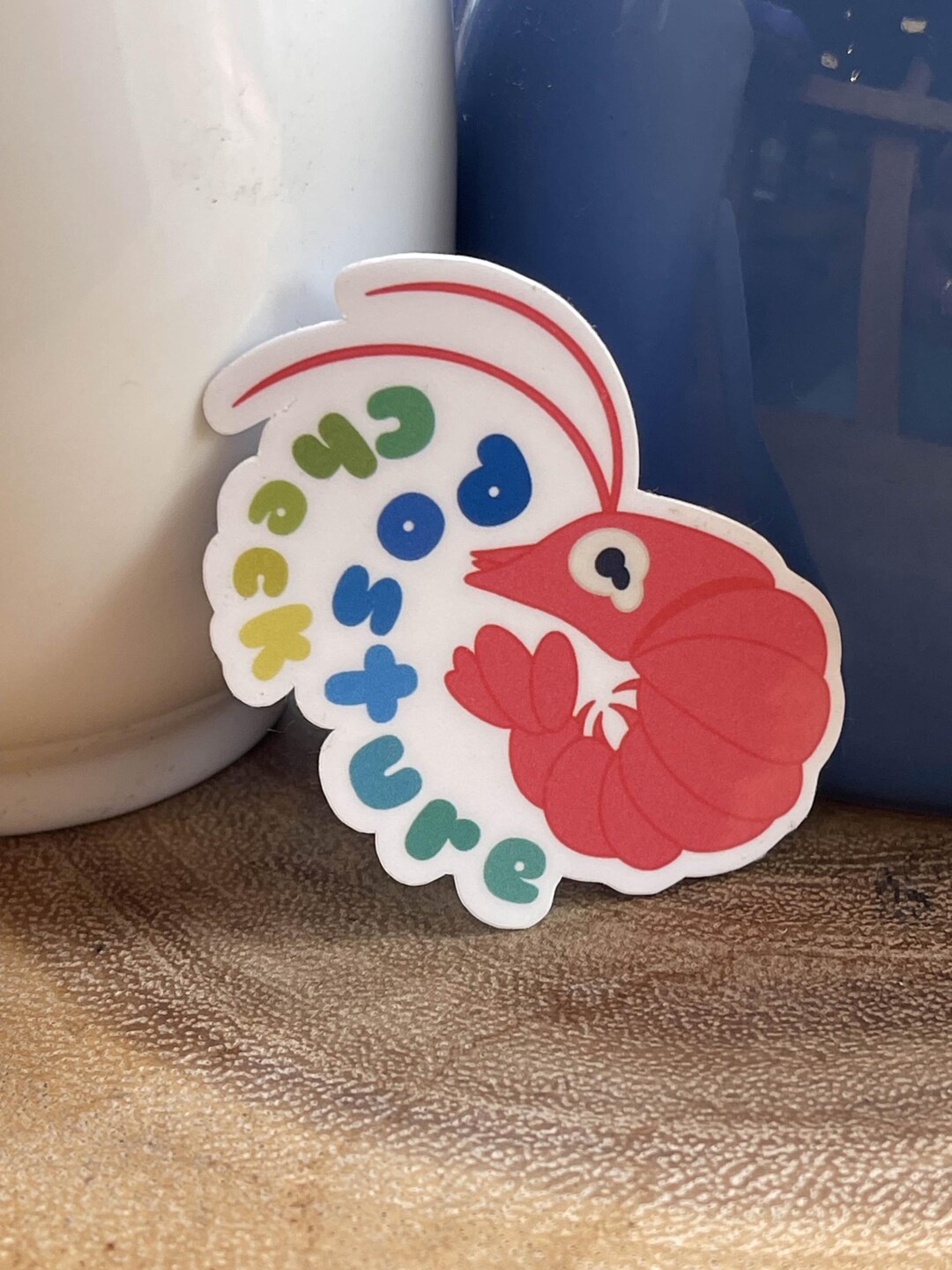 Shrimp 'posture Check' Vinyl Sticker - Etsy