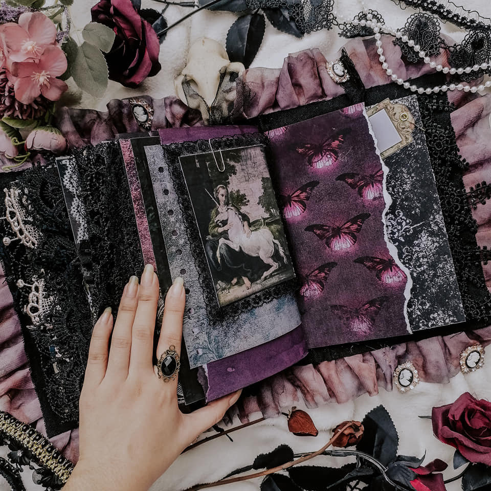Dark Romantic Purple Floral Witch Spell Book Grimoire Book of Shadows ...
