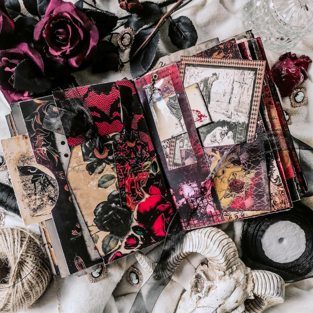 Junk Journal Vampire Dracula Scrapbook Handmade Gothic Victorian Black ...