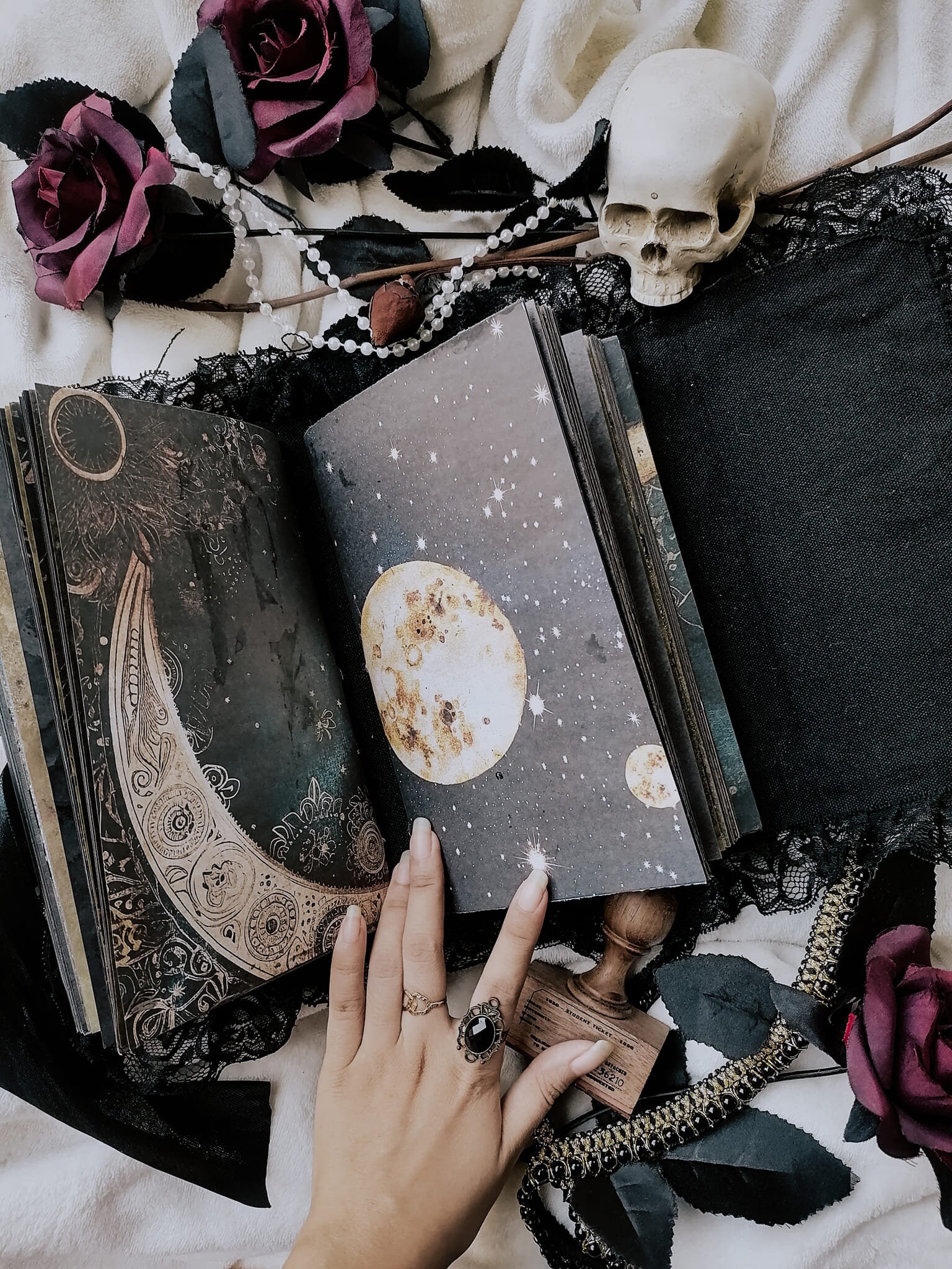 Galaxy Celestial Moon Astrology Handmade Clutch Type Blank Journal ...