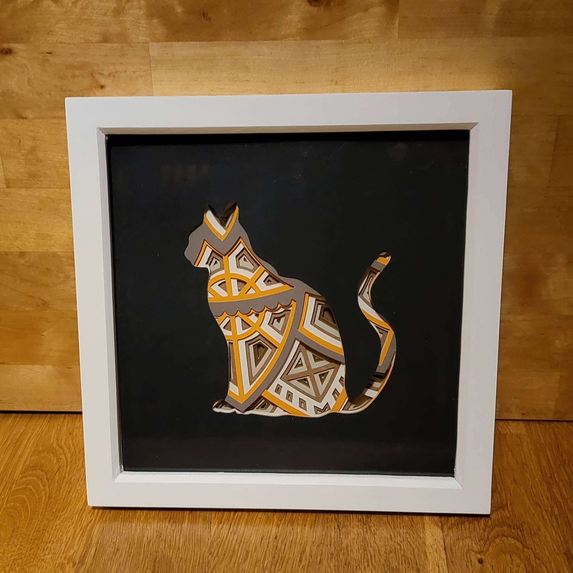 Cat 3D Shadow Box SVG, Cat SVG, Wall Art Svg, Cricut Svg, Wall Decor ...