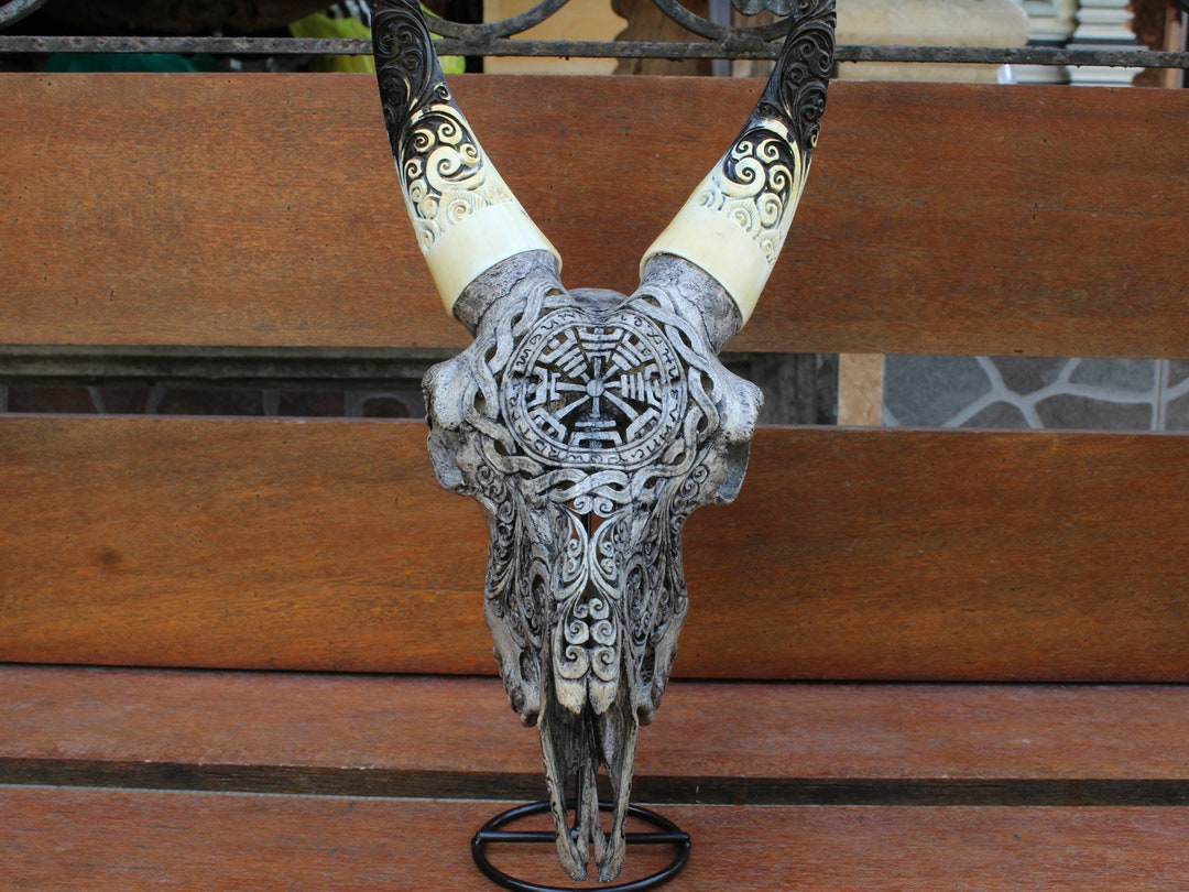 Goat Skull - ORIGINAL Carved Goat Skull With Horn Carving. - Etsy