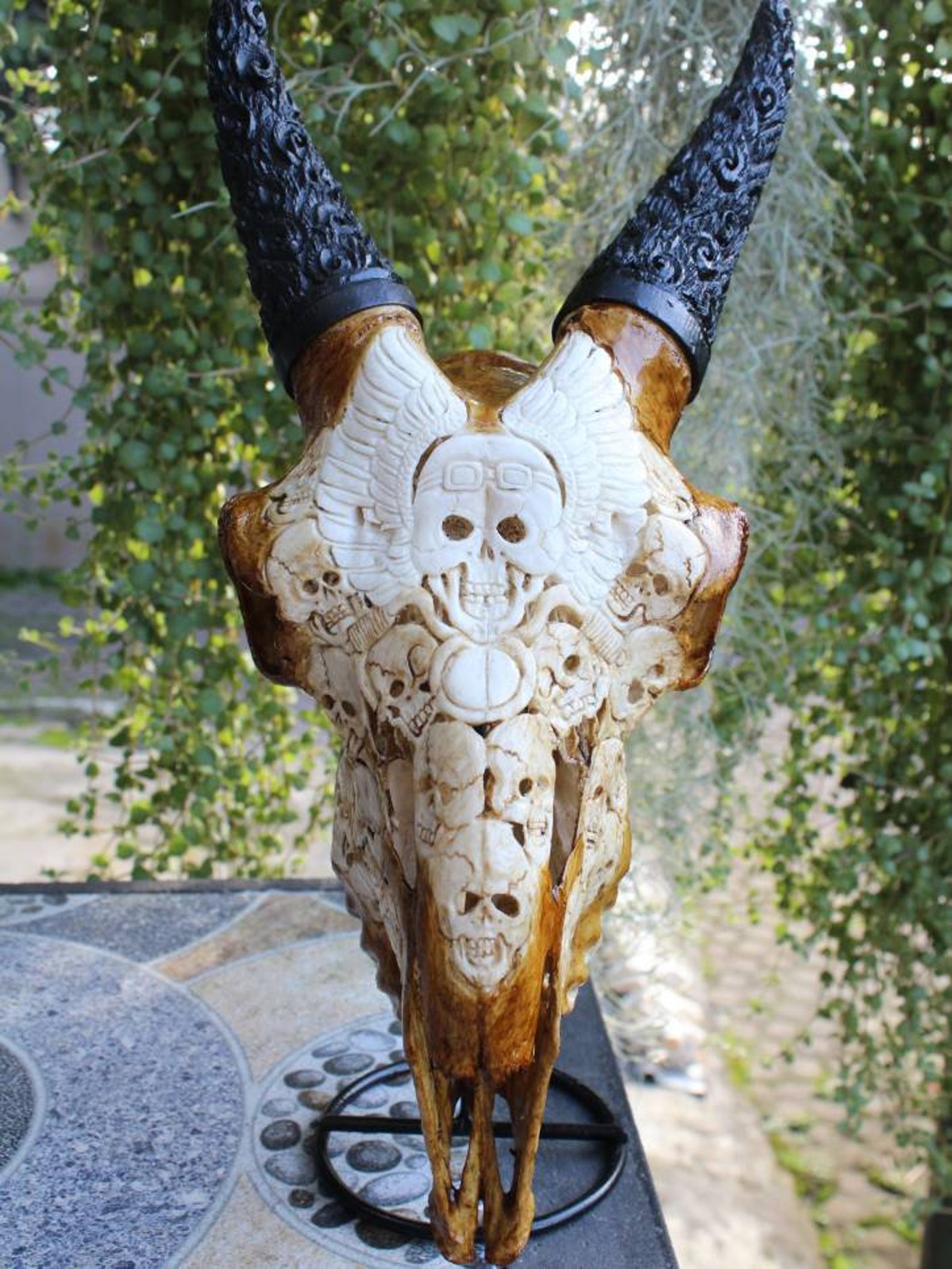 Goat Skull ORIGINAL Carved Goat Skull With Horn Carving. - Etsy