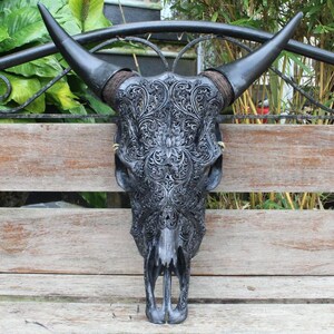 BIG Cow Skull Carving - HAND Carved Asian Cow Skull With Horn for Wall ...