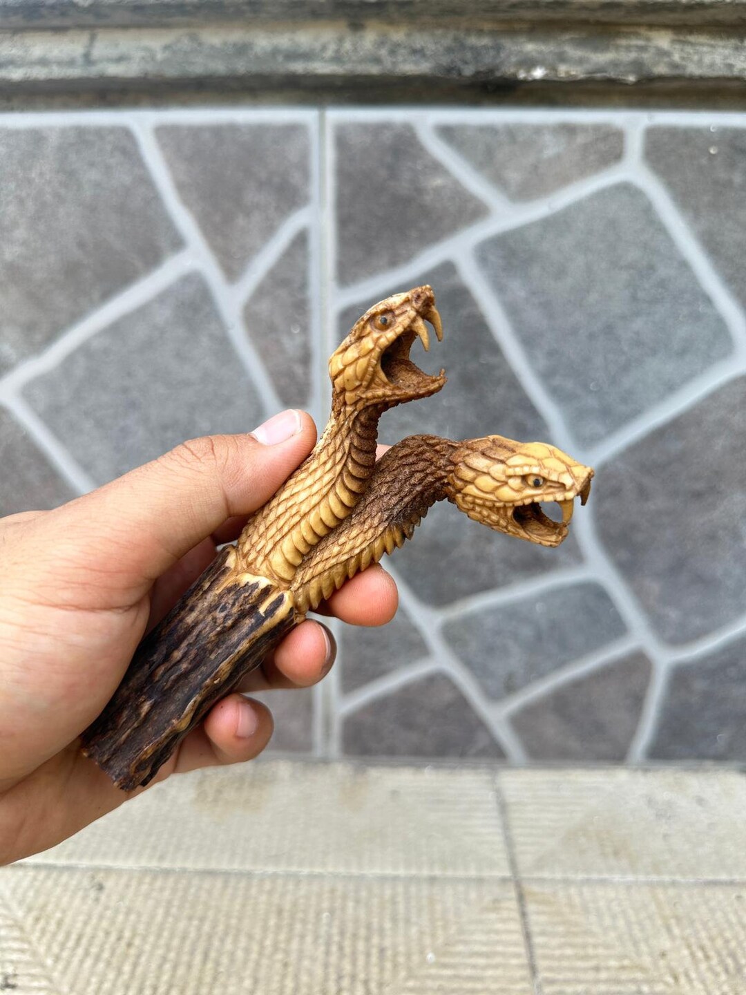 Antler Carving Hand Carved Snake From Deer Antler for Knife Handles. - Etsy