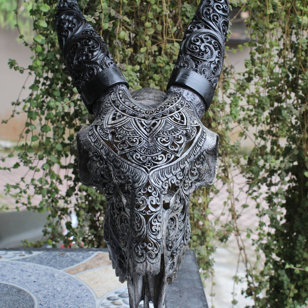Goat Skull - ORIGINAL Carved Goat Skull With Horn Carving. - Etsy