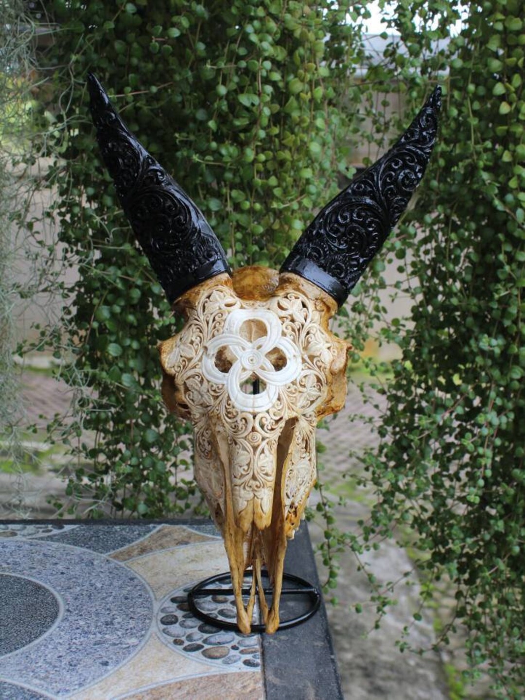 Carved Goat Skull With Horns: Handmade Indonesian Wall Decor - Etsy