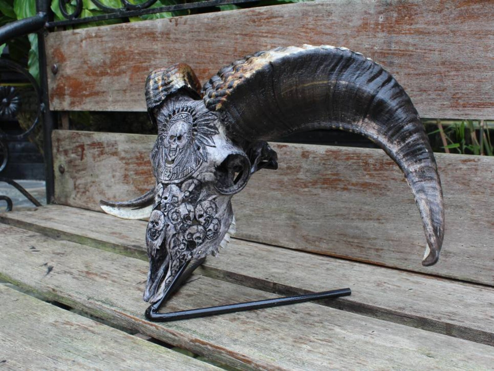 CARVED Ram Skull REAL Hand Carved Ram Skull Decor Ram Skull - Etsy