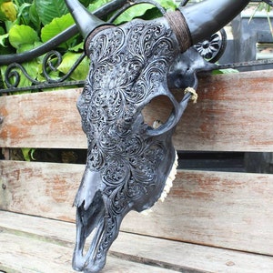 BIG Cow Skull Carving - HAND Carved Asian Cow Skull With Horn for Wall ...