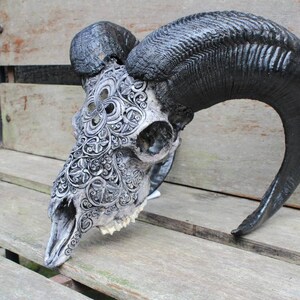 Carved Ram Skull Real Hand Carved Ram Skull Gray Color. - Etsy