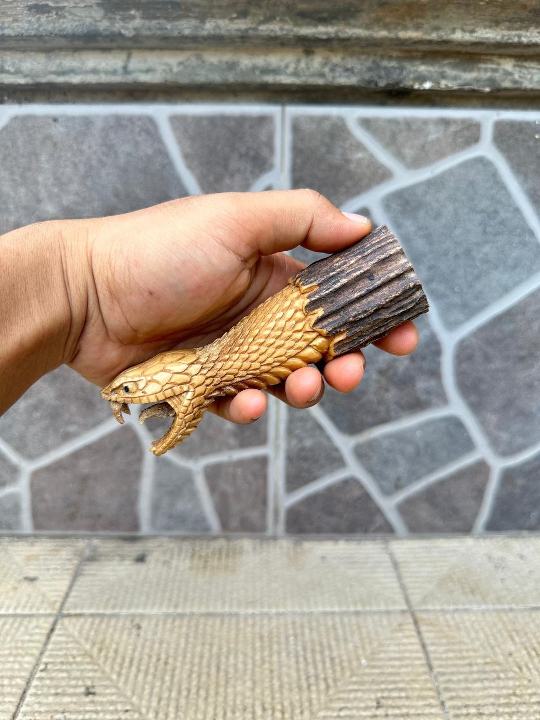 Antler Carving - REAL Hand Carved Snake From Deer Antler for Knifes ...