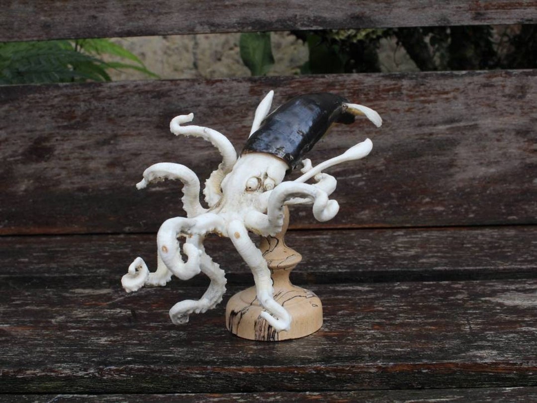 Antler Carving - REAL HAND Carved Octopus From Deer Antler for ...