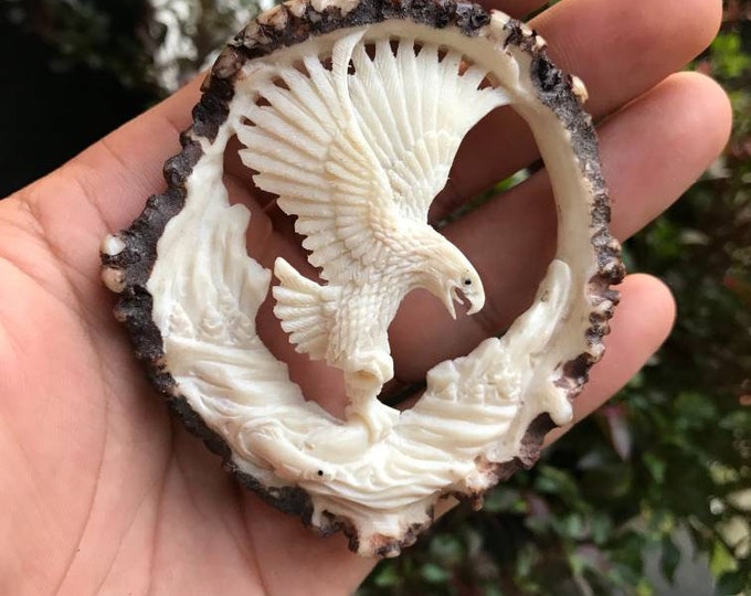 Antler Carving Hand Carved Eagle From Deer Antler for - Etsy