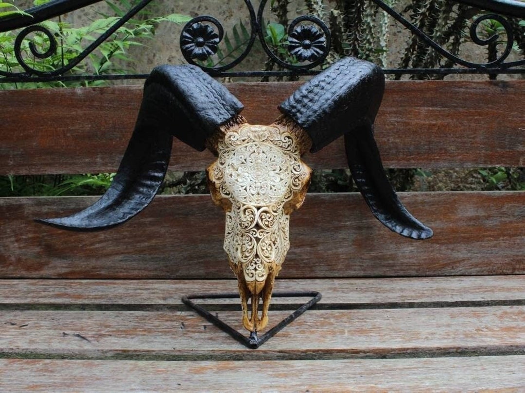 Ram Skull - REAL Sheep Skull Carving, Ram Skull With Horn Natural. - Etsy