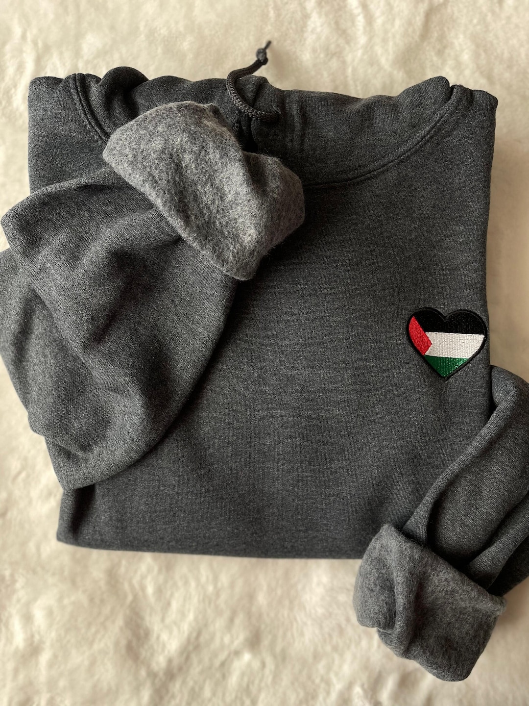 Palestine Flag Heart Embroidered Hoodie, Free Palestine Flag Hoodie ...