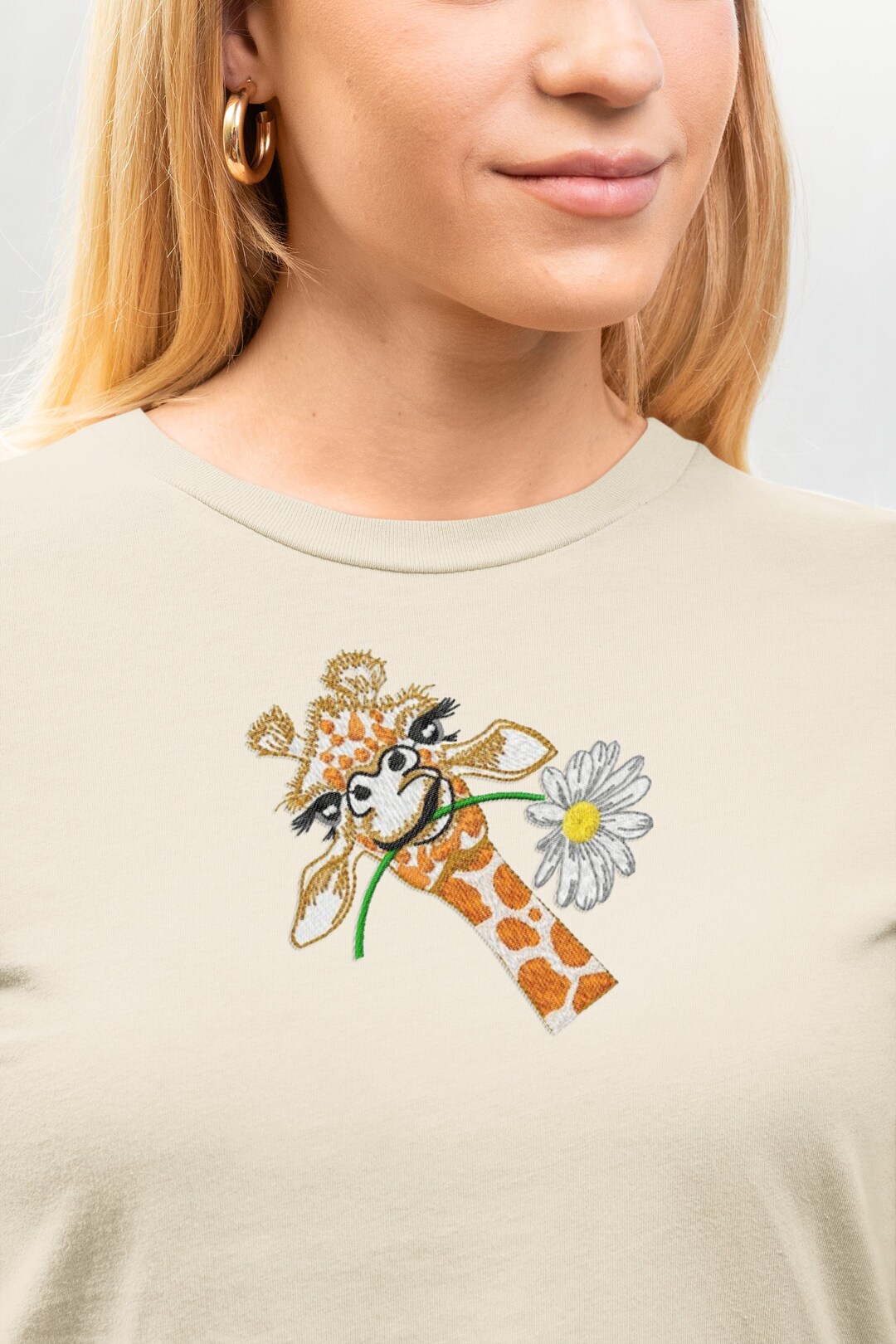 Embroidery Shirt, Giraffe Embroidery Shirt, Funny Giraffe Embroidery ...