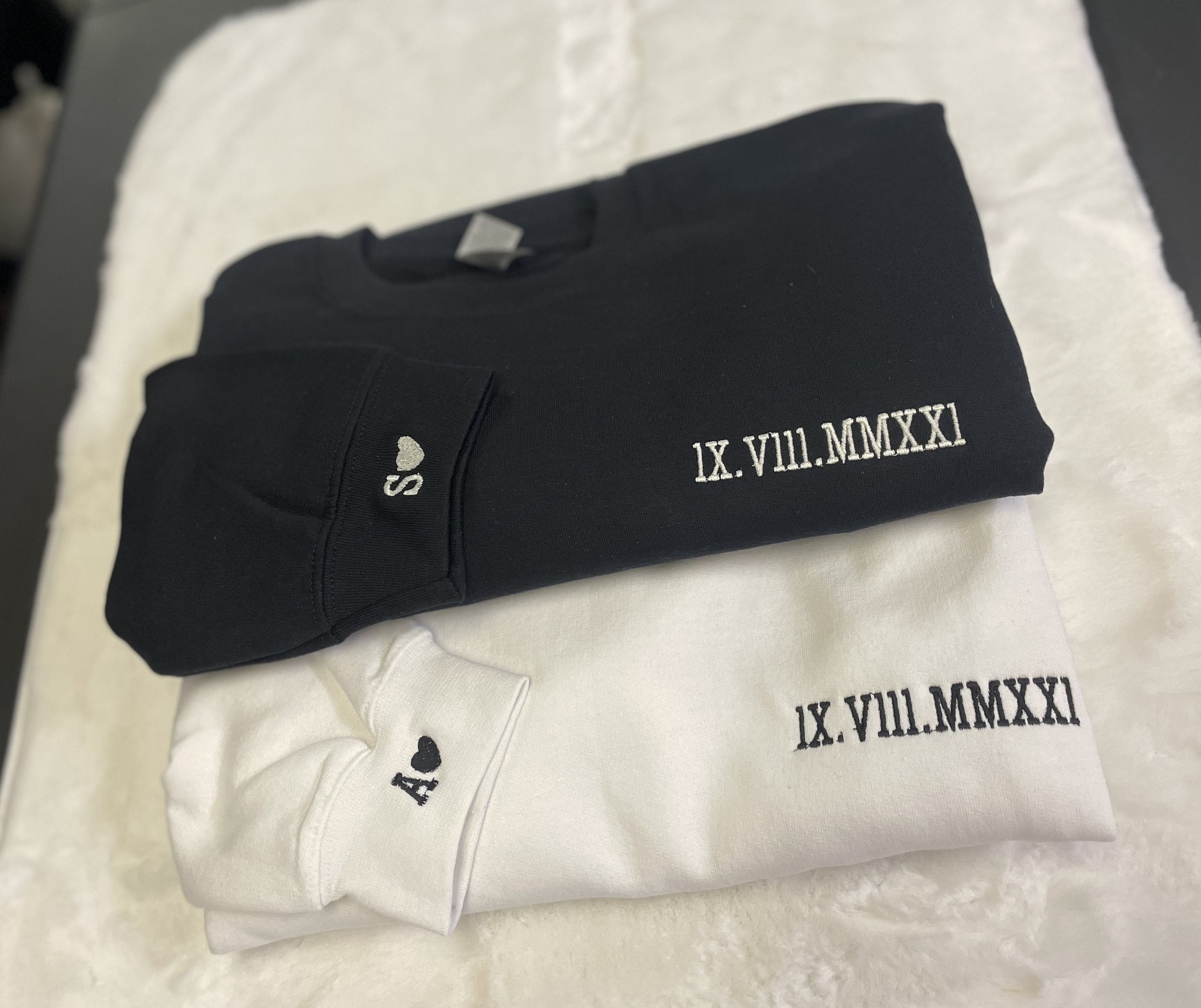 Anniversary Date Embroidered Sweatshirt Custom Embroidery - Etsy