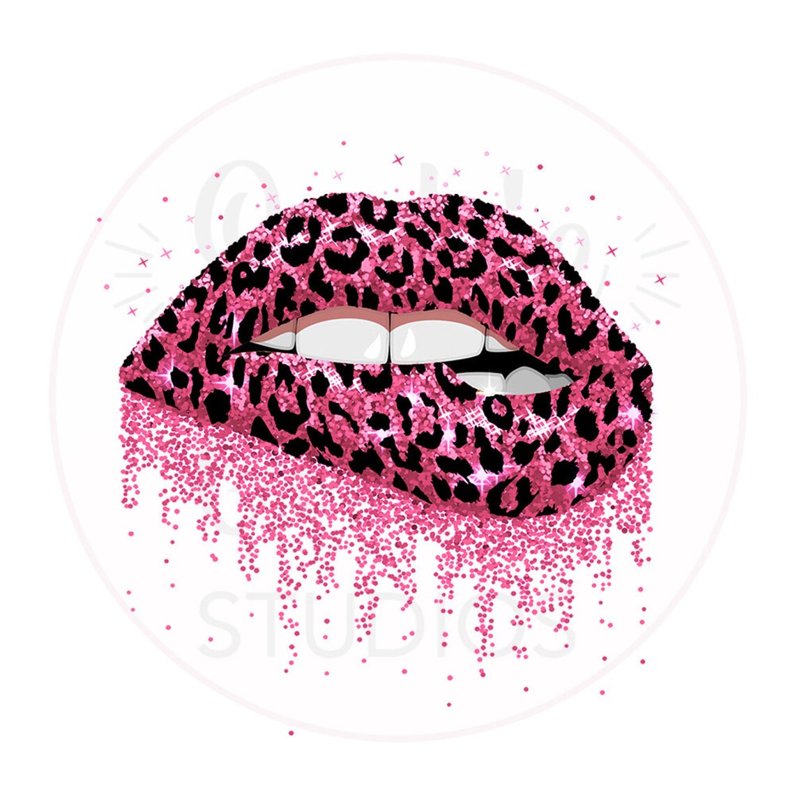 Pink Leopard Drip Lip Glitter Sparkle Download File - One PNG File - Etsy