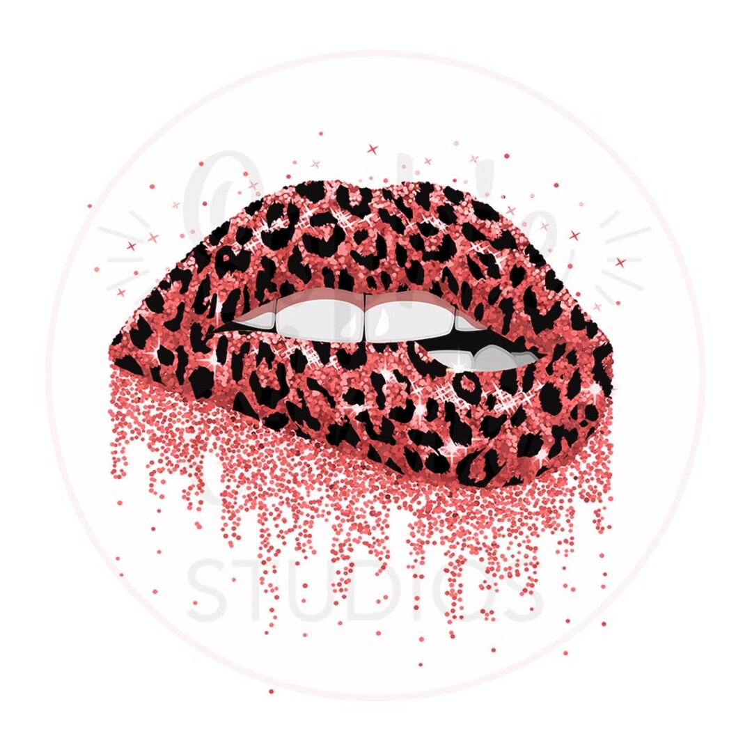 Red Leopard Drip Lip Glitter Sparkle Download File - One PNG File - Etsy